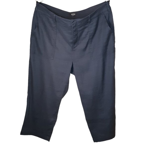 NYDJ | Pants & Jumpsuits | Navy Blue Linen Blend Capris | Poshmark